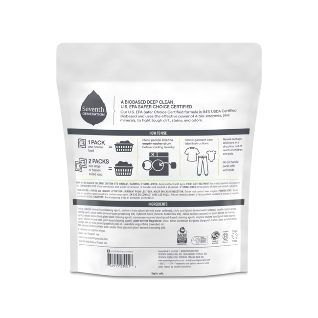 Power+™ Laundry Detergent Packs - Clean Scent | Seventh Generation