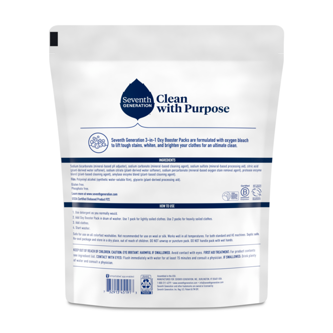 Oxy Booster Packs - Free & Clear | Seventh Generation