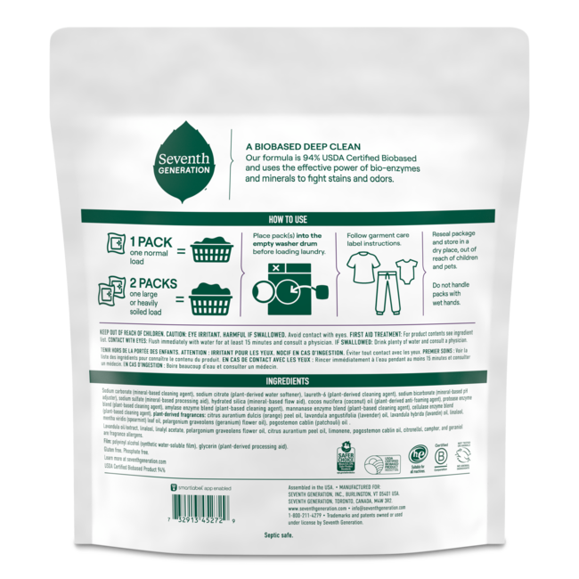 Laundry Detergent Packs - Fresh Lavender | Seventh Generation