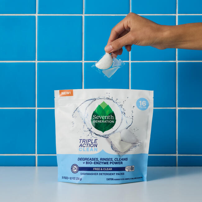 Multi-Chamber Dishwasher Detergent Packs - Free & Clear | Seventh ...