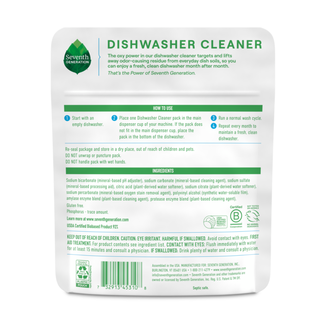 Dishwasher Cleaner - Fragrance Free | Seventh Generation